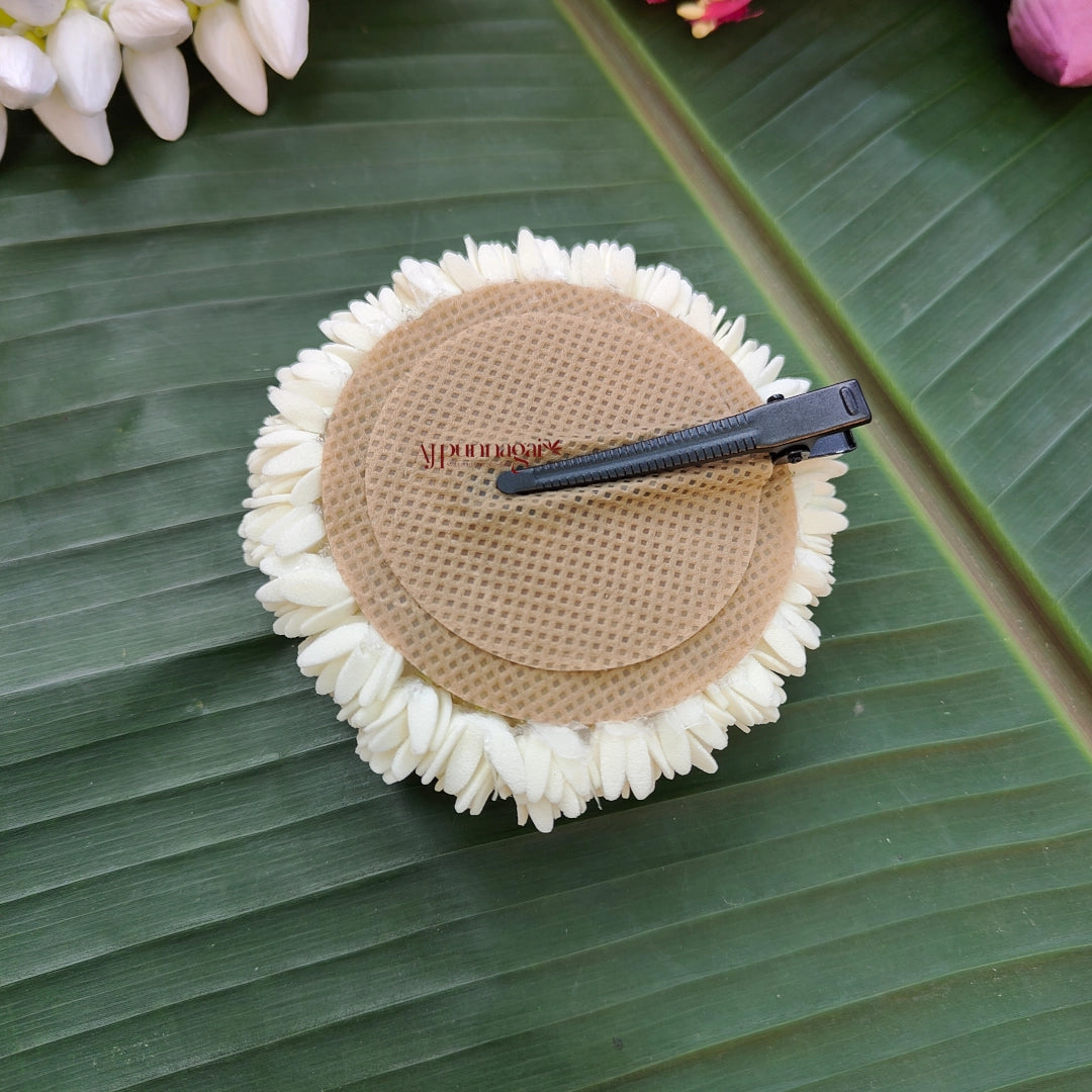 Realistic Look Foamiram Nitya Malli With Lotus Alligator Clip – AJ Punnagai